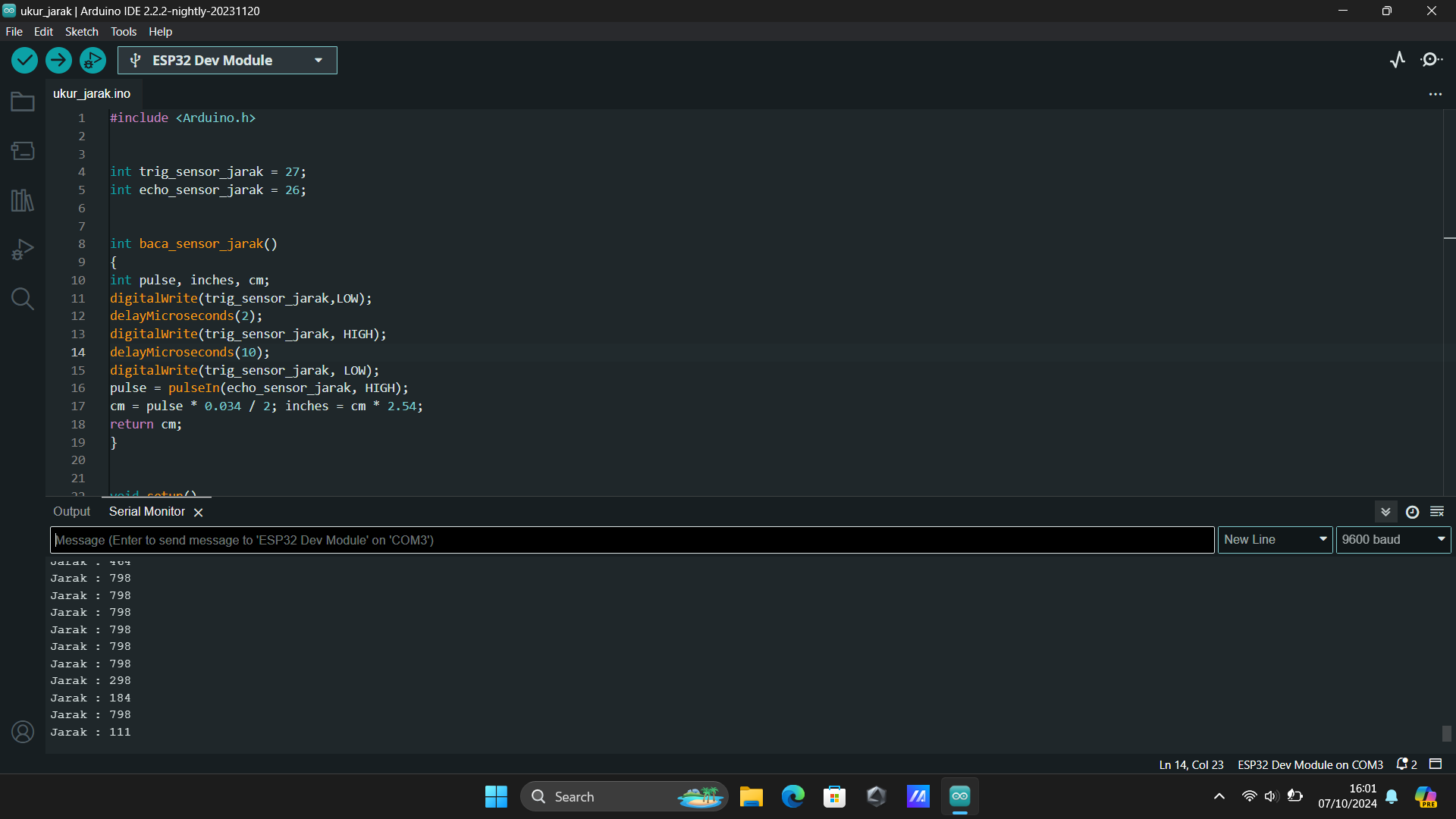 Pengukur Jarak dengan Ultrasonic Sensor HC-SR04 dan ESP32 - Labrobotika